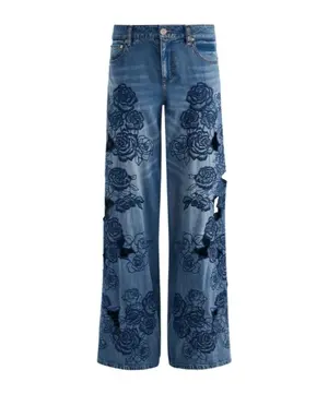 ALICEOLIVIA Sidney Laser-cut Floral Jeans