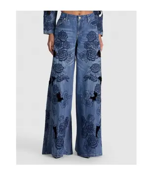 ALICEOLIVIA Sidney Laser-cut Floral Jeans