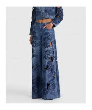 ALICEOLIVIA Sidney Laser-cut Floral Jeans