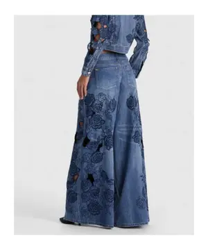 ALICEOLIVIA Sidney Laser-cut Floral Jeans