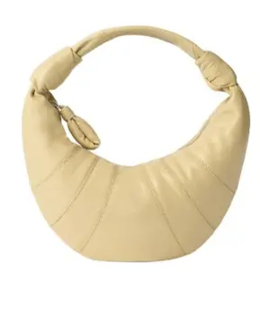 LEMAIRE Mini Fortune Croissant Bag In Leather - Sesame