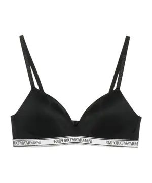 Emporio Armani Logo-tape Triangle Bra - Black