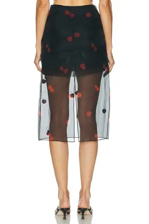 Monse Cherry Embroidery Sheer Skirt
