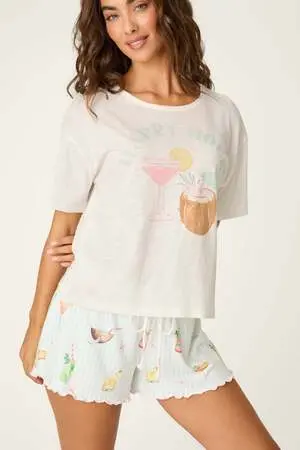 PJ Salvage Cotton 'happy Hour' Graphic T-shirt