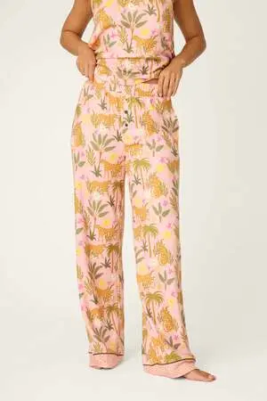 PJ Salvage In The Jungle Leopard Safari Open Leg Pants - Blossom