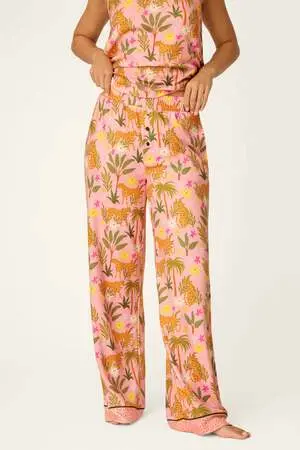 PJ Salvage Leopard Safari Print Lounge Pants - Blossom