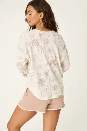 PJ Salvage Palms Away Bistro Botanicals Long Sleeve Top