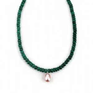 LENI JAMES The Capri Malachite And Pink Pearl Necklace - Green