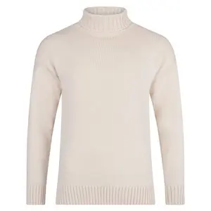 PAUL JAMES KNITWEAR Merino Wool Roll Neck Jumper - Beige