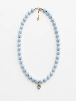 INARI JEWELLERY Angelite Pendant Necklace Topaz Portrait - Blue