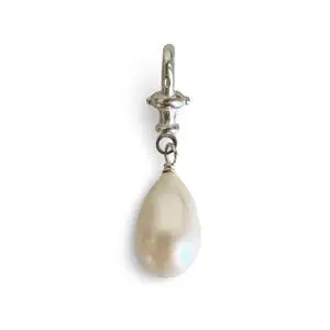 LENI JAMES Francesca Pearl Drop Charm With Sterling Silver Clasp - White