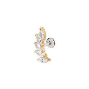 VANCHI Curved Marquise Threadless Flat Back Titanium Cartilage Stud - Gold