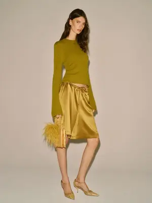 REFORMATION Sandy Satin Short - Yellow