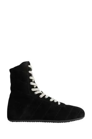 Rick Owens Tower Quilted Minimal High Sneaks - Black
