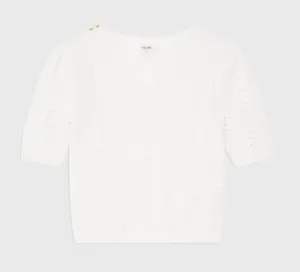 Celine Pointelle Top - White