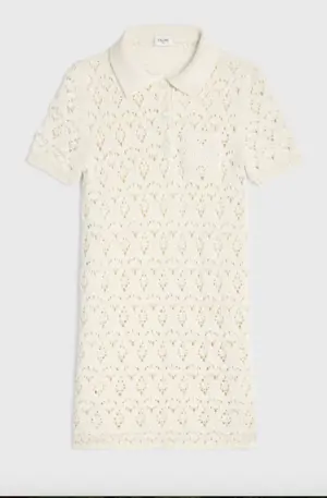 Celine Pointelle Mini Dress - White
