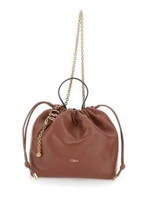 Chloé Icons' Shoulder Bag With Drawstring Closure And Leather Chain Strap - Brown