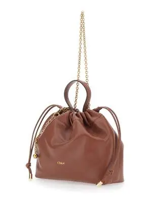 Chloé Icons' Shoulder Bag With Drawstring Closure And Leather Chain Strap - Brown