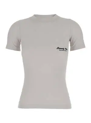 Balenciaga Off-white Beverly Hills Embroidered Stretch Jersey T-shirt - Multicolor