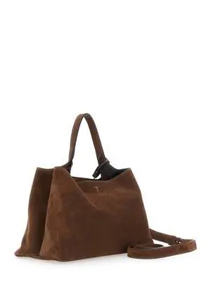 TOD'S Suede Handbag With T Plaque Detail - Multicolor