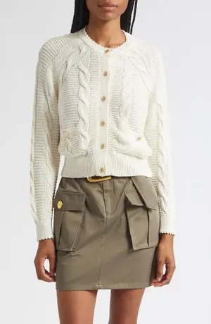 L'Agence Darcy Cable Knit Cardigan - Ivory