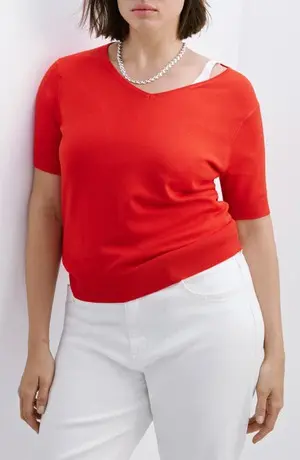 Mango V-neck Sweater - Red