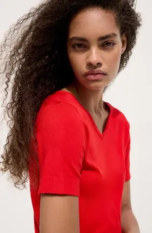 Mango V-neck Sweater - Red