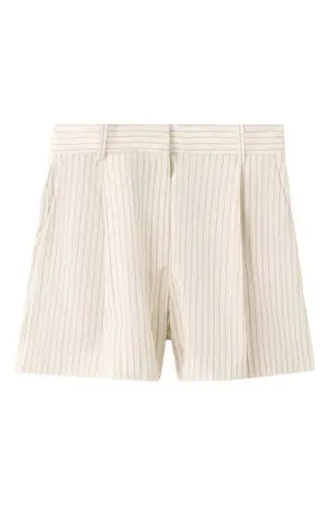 Mango Pinstripe Pleated Bermuda Shorts