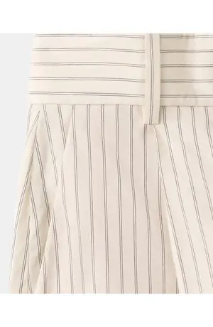 Mango Pinstripe Pleated Bermuda Shorts