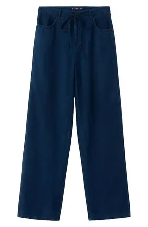 Mango Wide Leg Tie Waist Pants