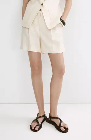 Mango High Waist Bermuda Shorts - Ecru