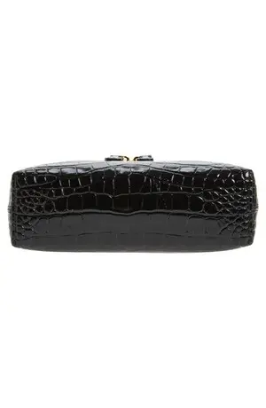 Victoria Beckham Dorian Croc Embossed Leather Vanity Case Bag - Black