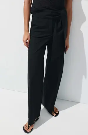 Mango Bow Straight Leg Trousers