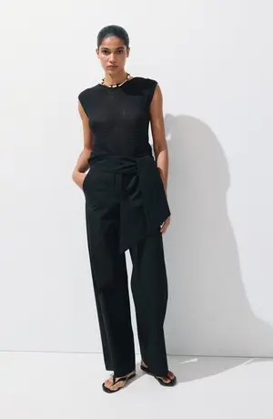 Mango Bow Straight Leg Trousers