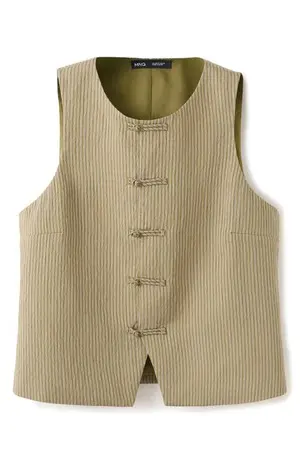 Mango Striped Toggle Vest