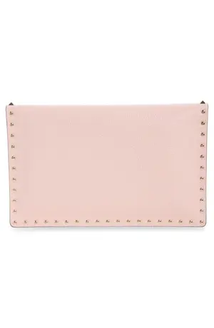 Valentino Garavani Rockstud Leather Clutch - Rose Quartz