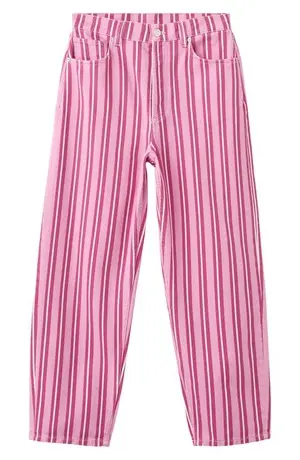 Mango Striped High Waist Straight Leg Jeans