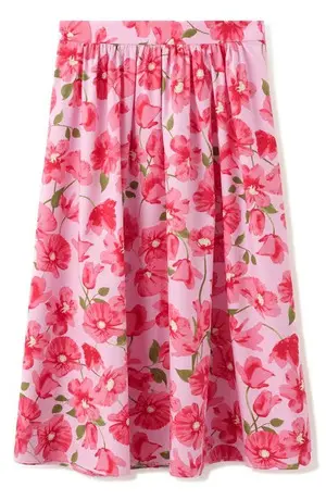 Mango Floral Cotton Midi Skirt