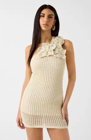 Guess Alicia One-shoulder Crochet Minidress