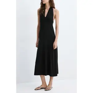 Mango Halter Dress With Back Detail - Black
