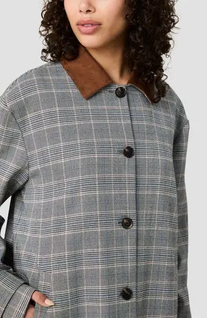 French Connection Matteo Plaid Jacket With Faux Suede Collar
