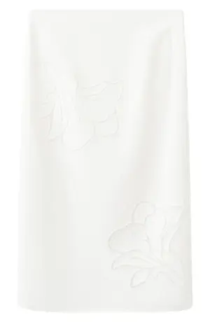 Mango Floral Embroidered Midi Skirt