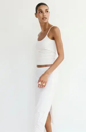Mango Floral Embroidered Midi Skirt