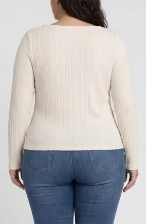 LIVERPOOL Side Button Boat Neck Knit Top