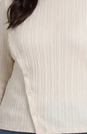 LIVERPOOL Side Button Boat Neck Knit Top