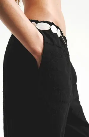 Mango Eyelet Embroidered Cotton Trousers