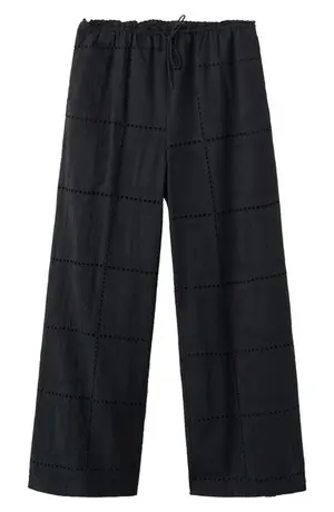 Mango Eyelet Embroidered Cotton Trousers