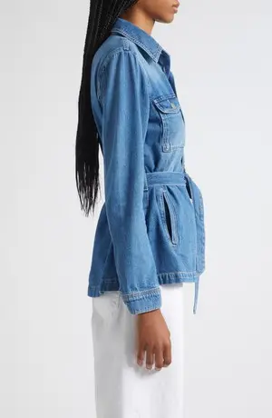L'Agence Samaya Belted Denim Utility Jacket