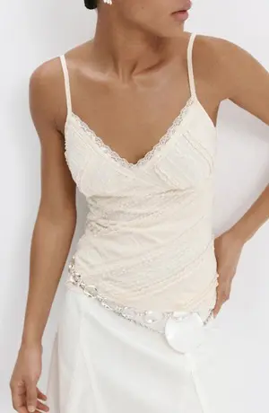 Mango V-neck Lace Top