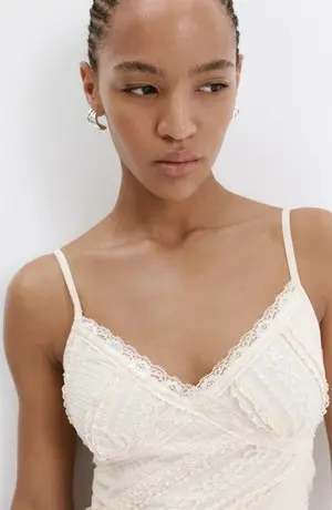Mango V-neck Lace Top